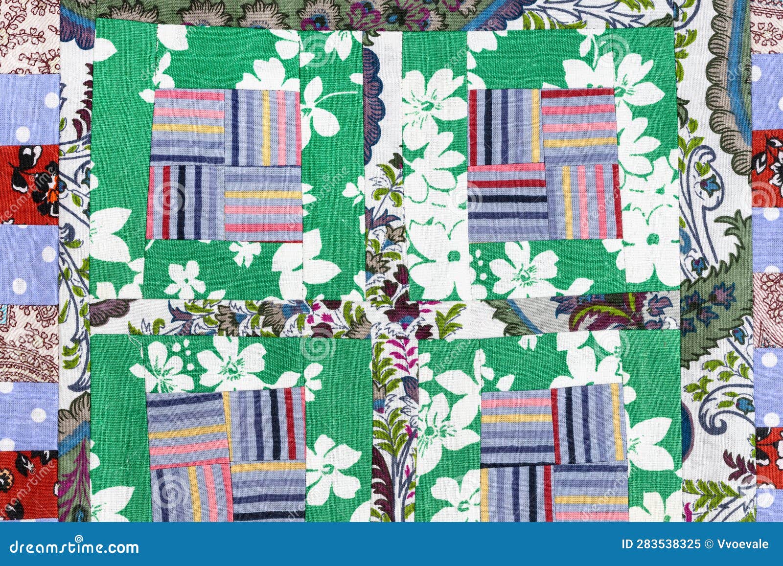 Surface of Handcrafted Patchwork Quilt Close-up Stock Image - Image of ...