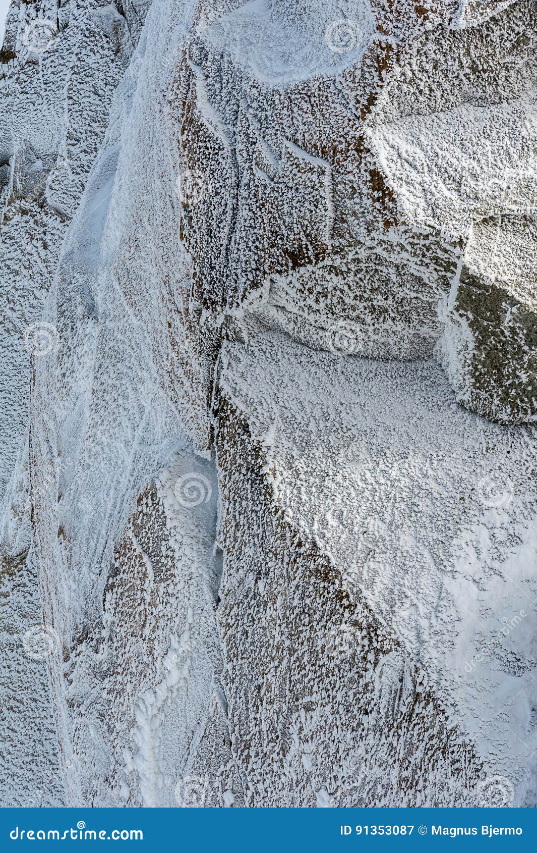 Surface Hoar Ice Crystals Formed on Rockface in Winter Stock Image ...
