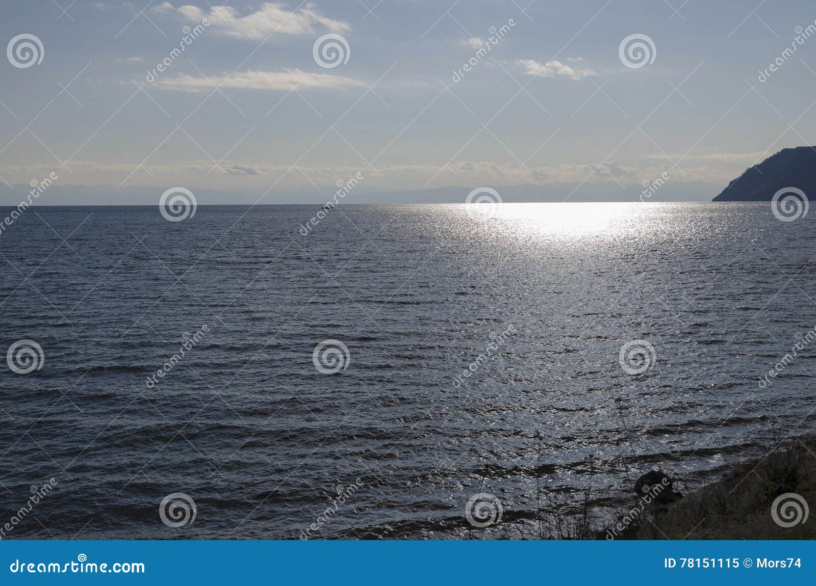 The Surface of Lake Baikal with Sun Reflection Stock Image - Image of ...