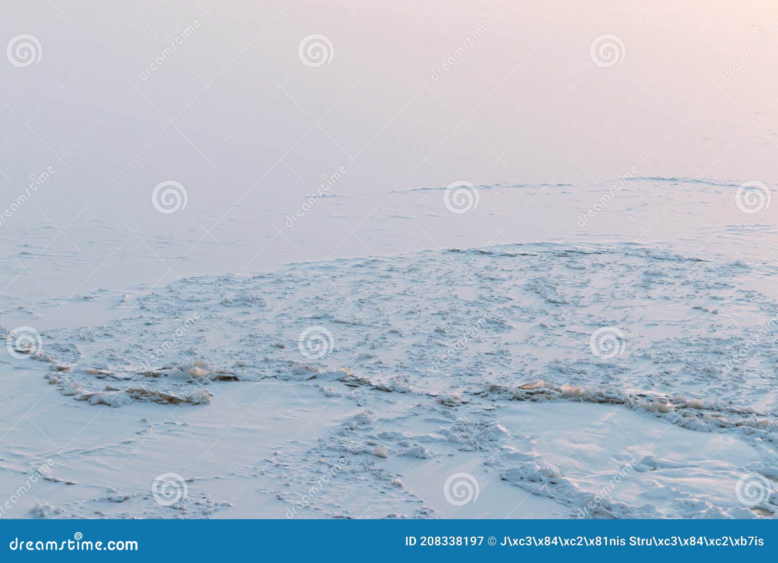 The Surface of the Lake Covered with Ice and Snow Stock Image - Image ...
