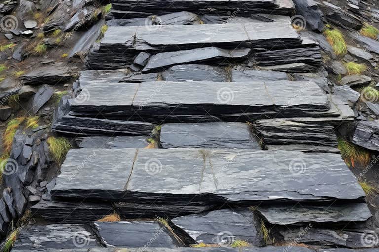 Surface Level View of Slate Steps Stock Photo - Image of stone ...