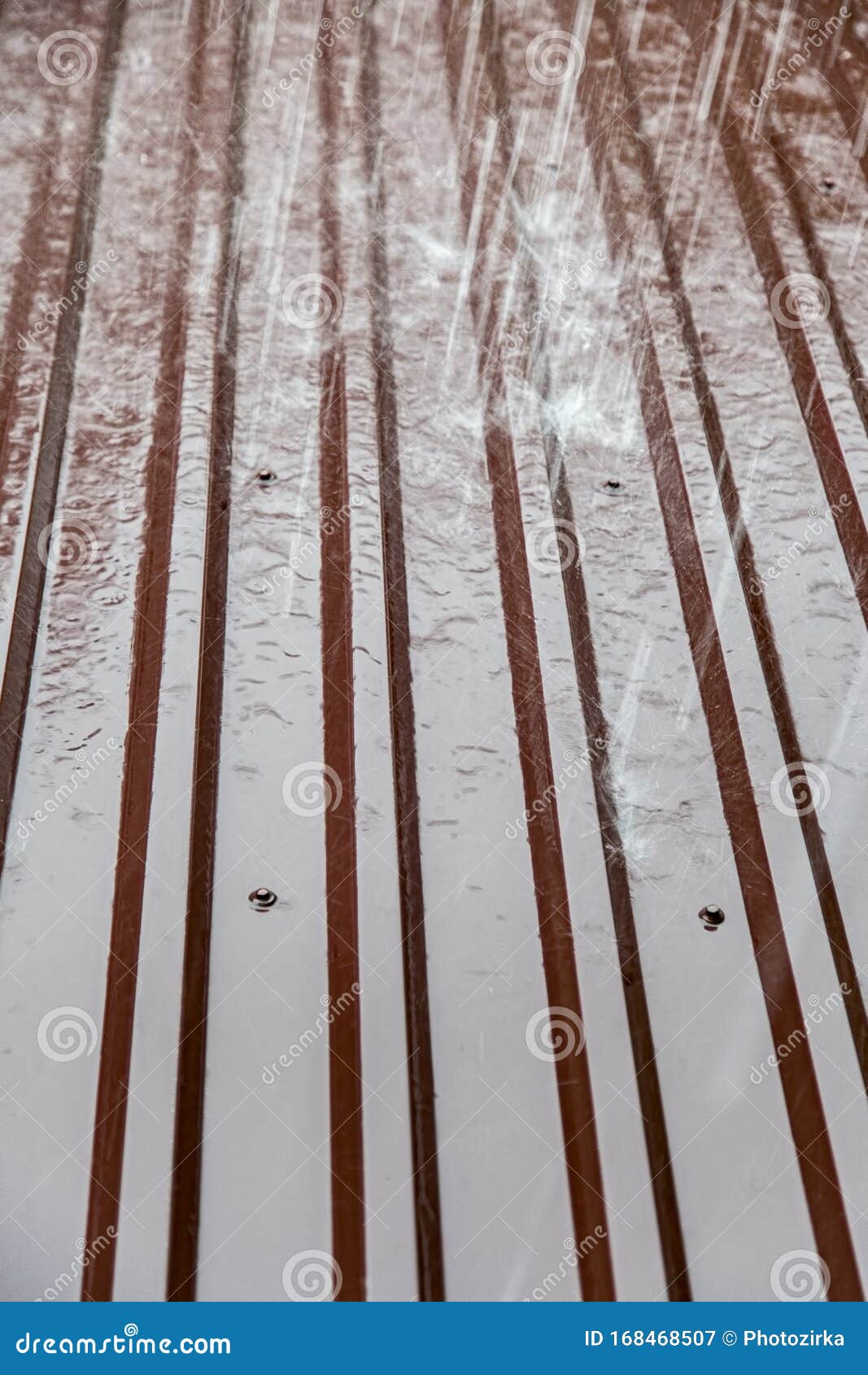 Metal roof in the rain stock image. Image of metallic - 168468507