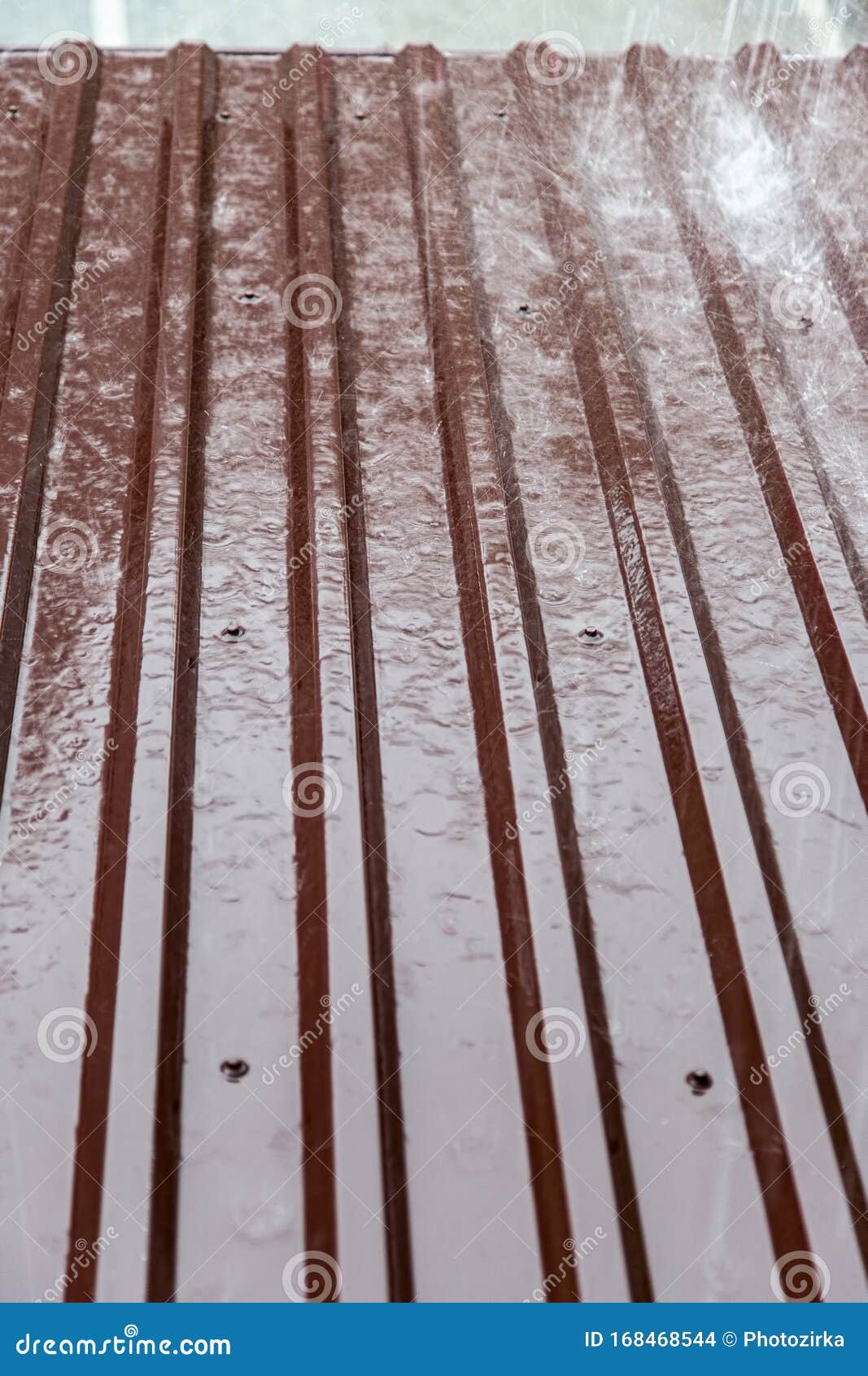 Metal roof in the rain stock photo. Image of metal, corrugated - 168468544