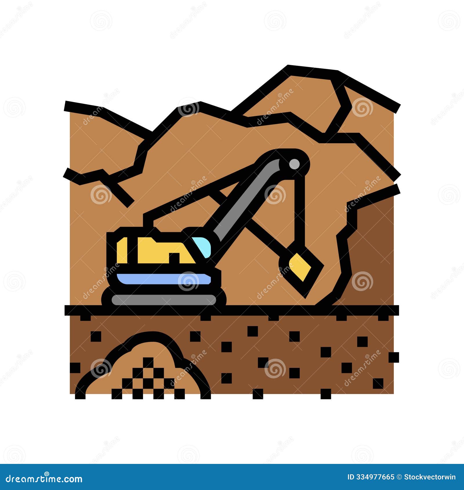 Surface Mining Color Icon Vector Illustration Stock Illustration ...