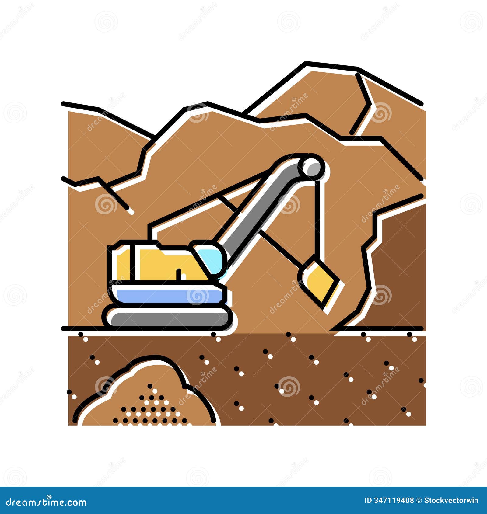 Surface Mining Color Icon Vector Illustration Stock Illustration ...