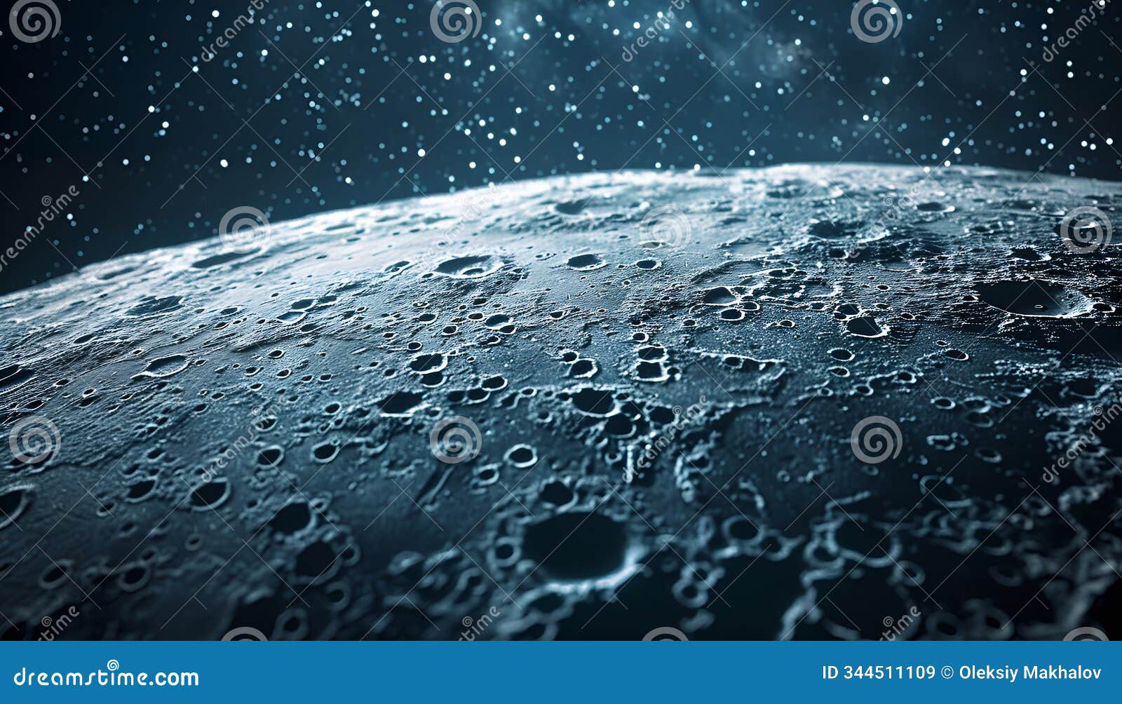 The Surface of the Moon with Craters in Outer Space. Moon with Stars Stock Image - Image of ...