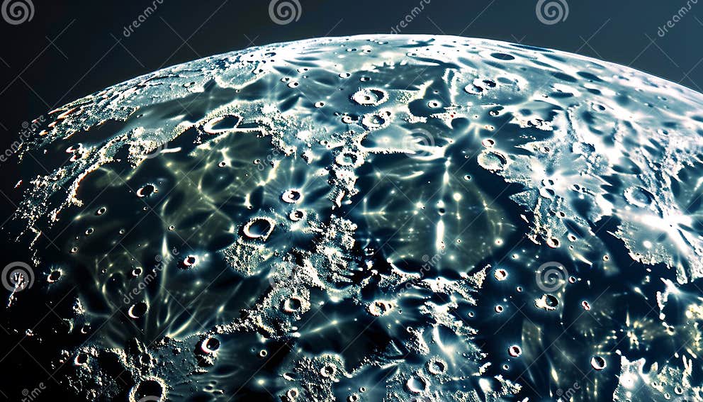 The Surface of the Moon with Craters in Outer Space. Moon with Stars ...
