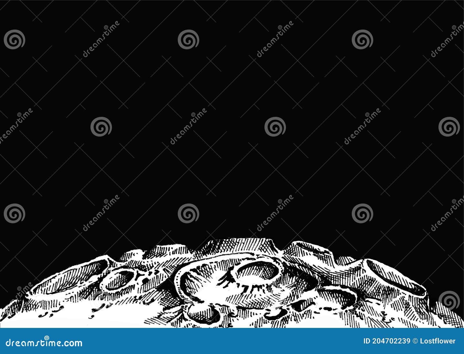 Surface of the Moon. Hand Drawn Vector Illustration Stock Vector ...