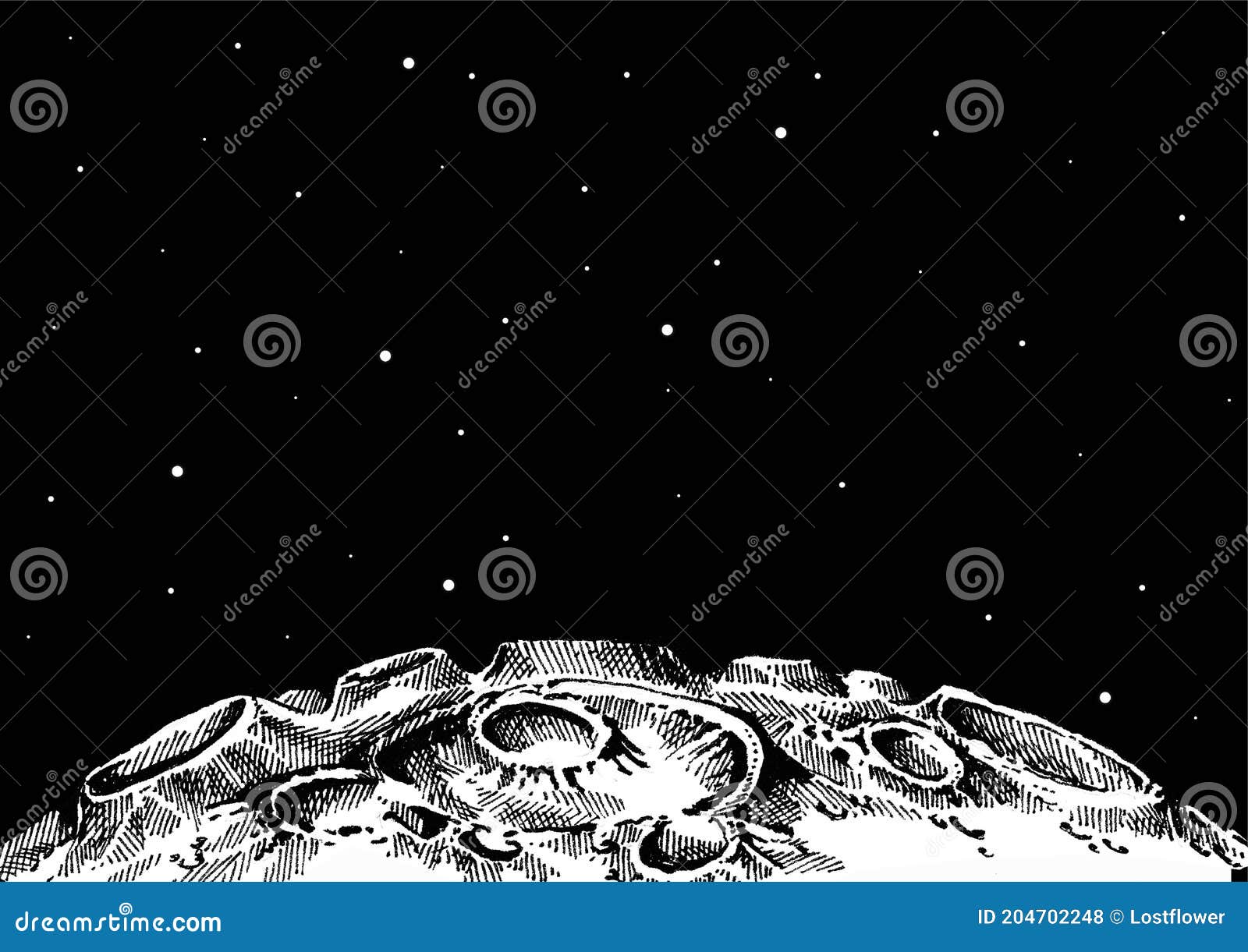 Surface of the Moon. Hand Drawn Vector Illustration Stock Vector ...