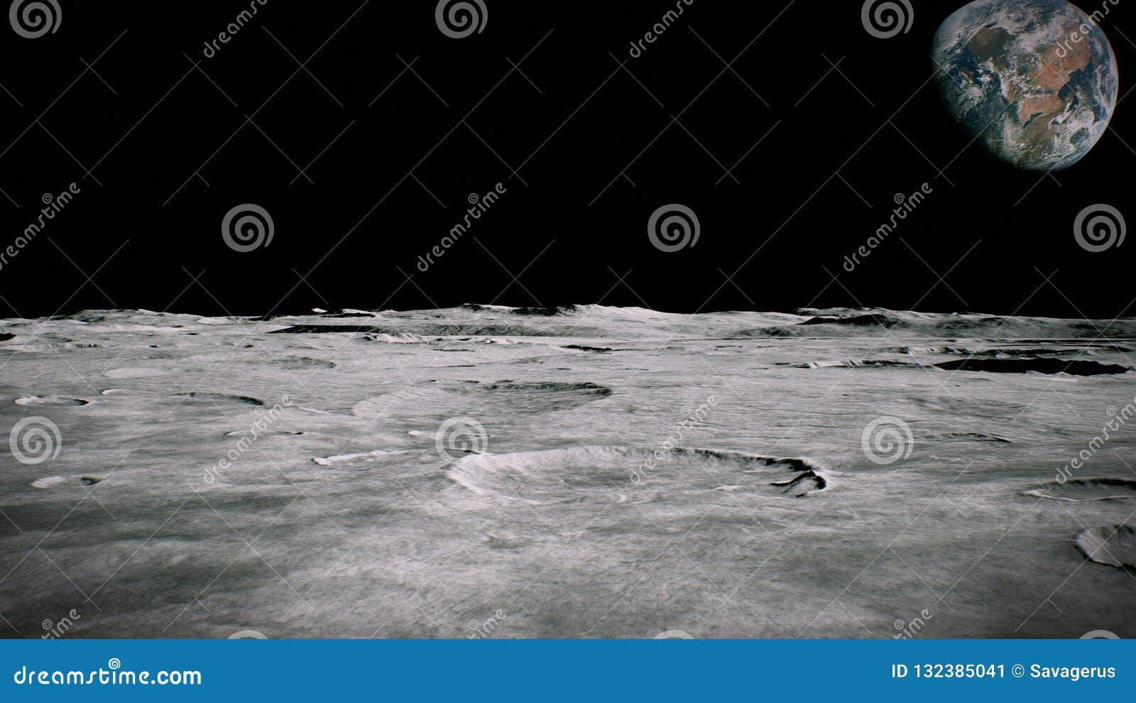 Surface of the Moon Landscape. Flying Over the Moon Surface. Close Up ...