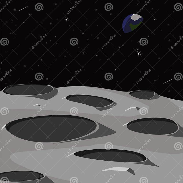 Surface of the Moon Vector Illustration Stock Vector - Illustration of ...