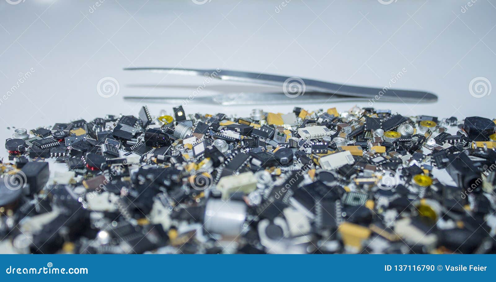 SMT Components and Tweezers in Background. Stock Photo - Image of ...