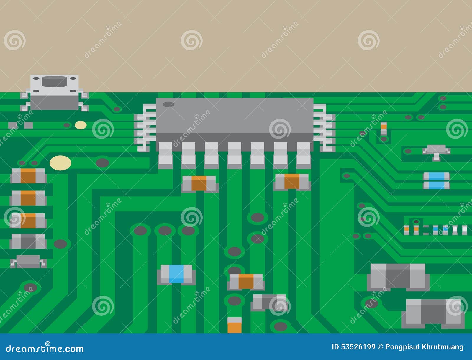 Surface Mount Technology Printed Circuit Board Cartoon Vector ...