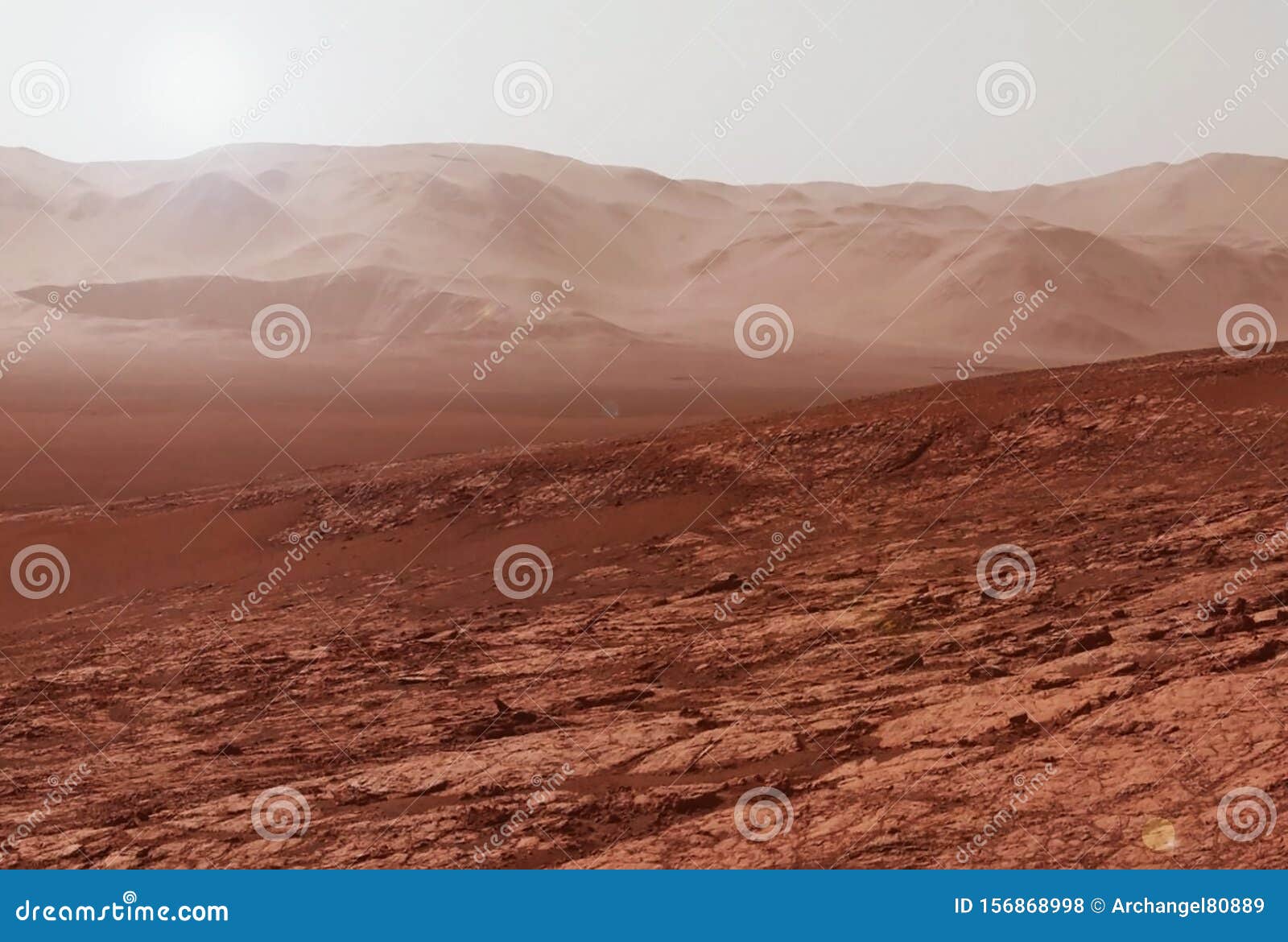 The Surface and Mountains on Mars, with the Sky. Elements of this Image ...