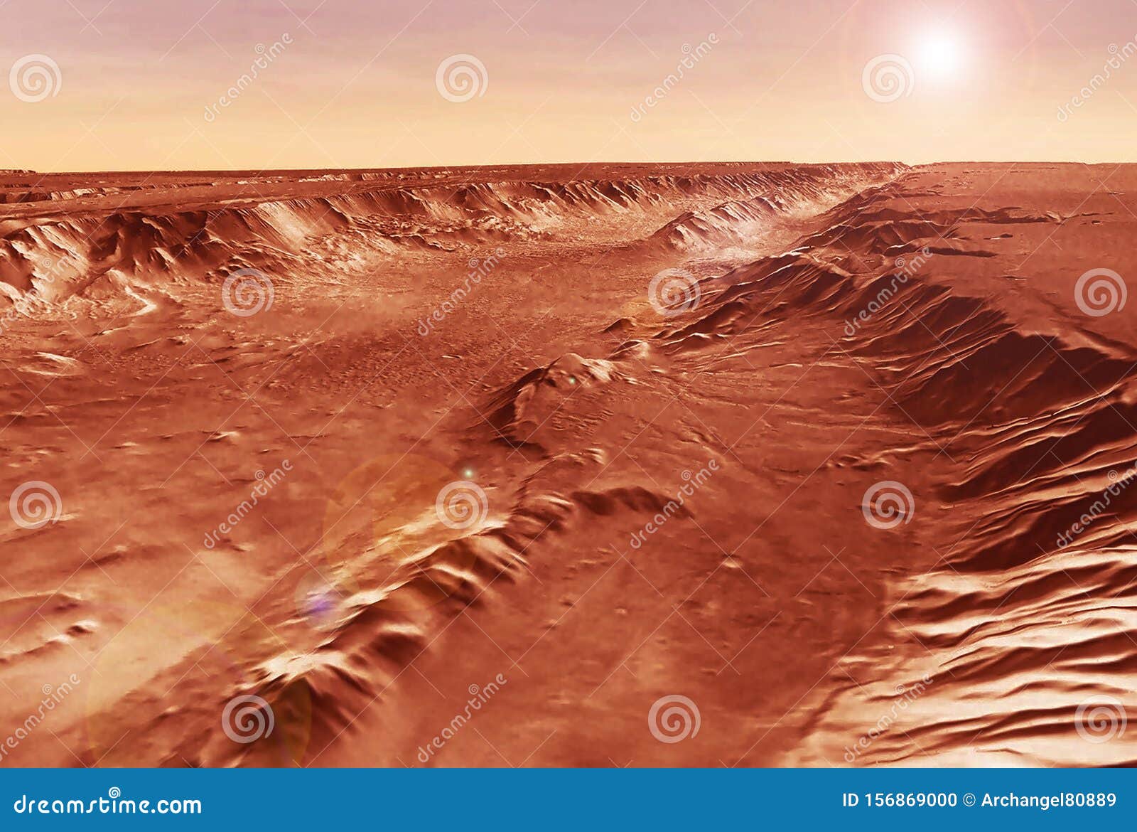 The Surface and Mountains on Mars, with the Sky. Elements of this Image ...
