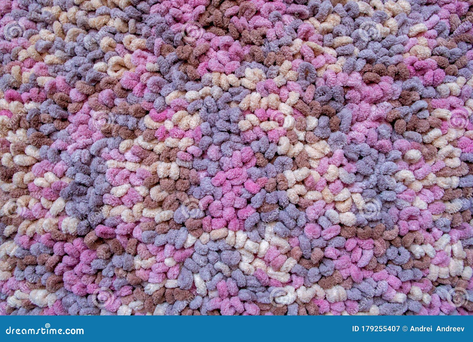 Surface of a Multicolored Rug Knitted by a Dense Fluffy Wool Thread ...
