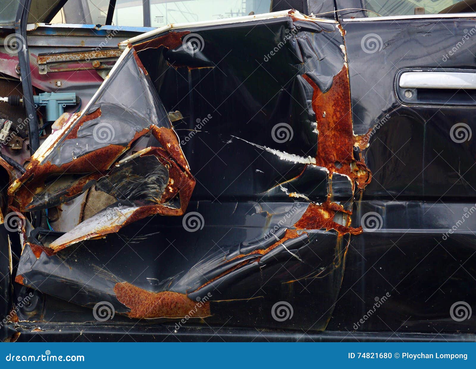 Surface of Old Crash Car and Rust. Stock Photo - Image of open ...
