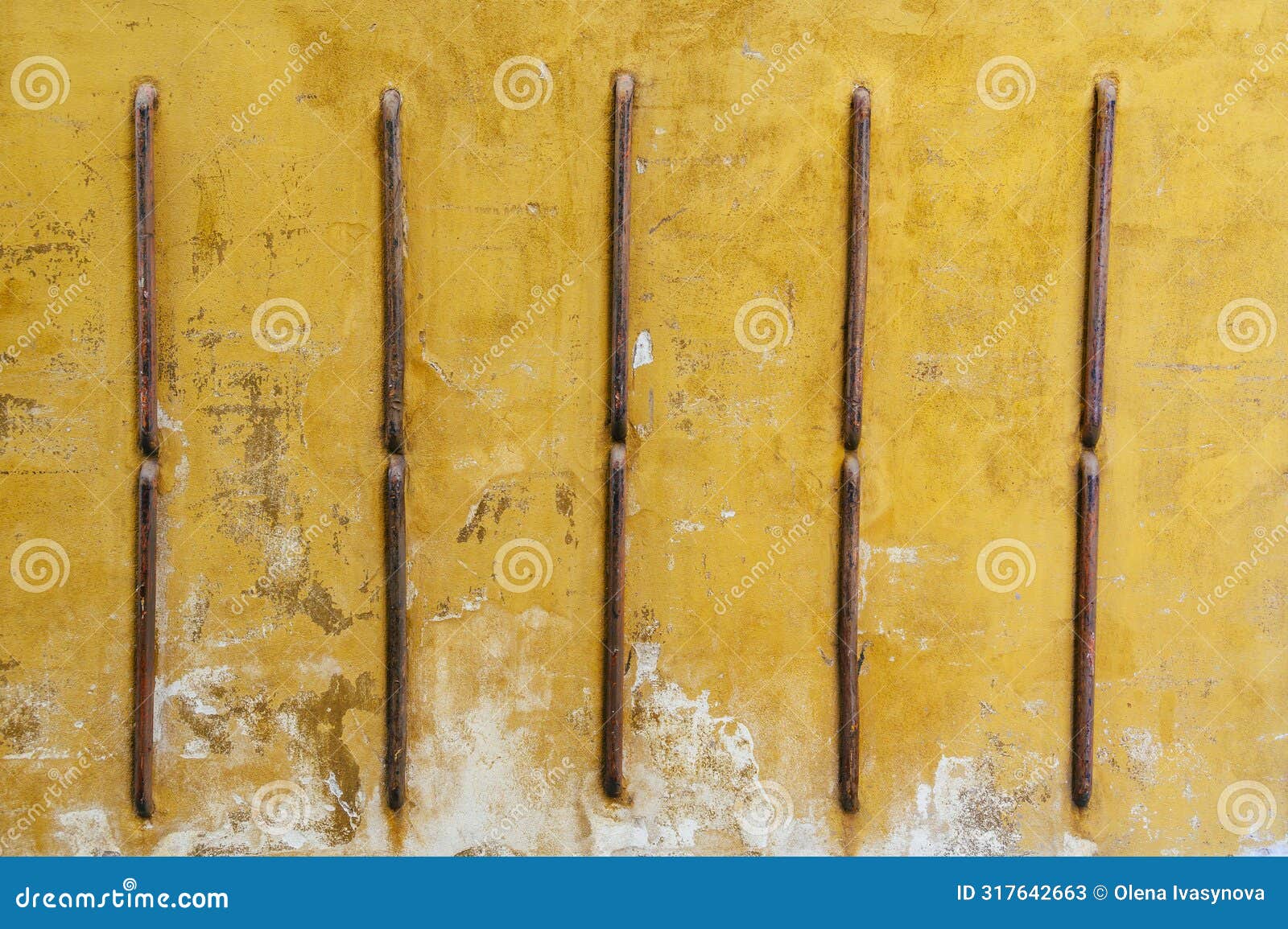 The Surface of an Old Yellow-painted Wall with Numerous Scratches ...