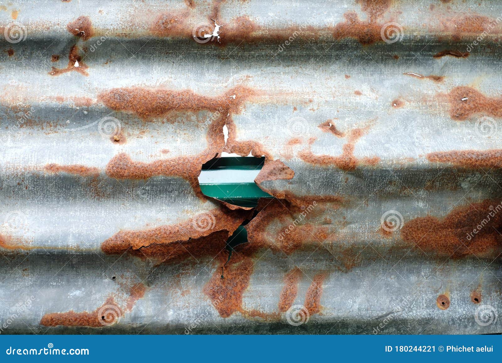 The Surface of the Old Zinc that is Rusty is Caused by Weather. Stock ...