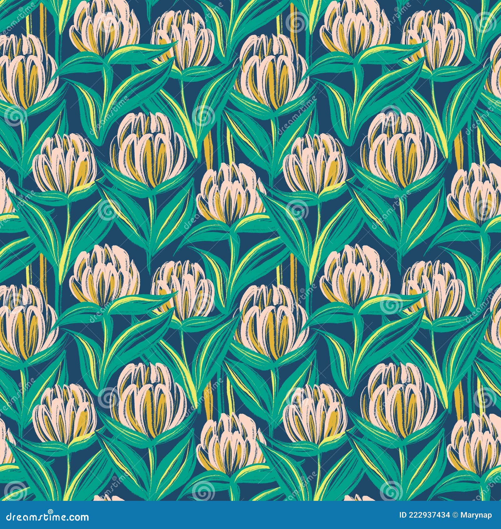 Surface Pattern Design with Abstract Blooming Flowers Stock ...