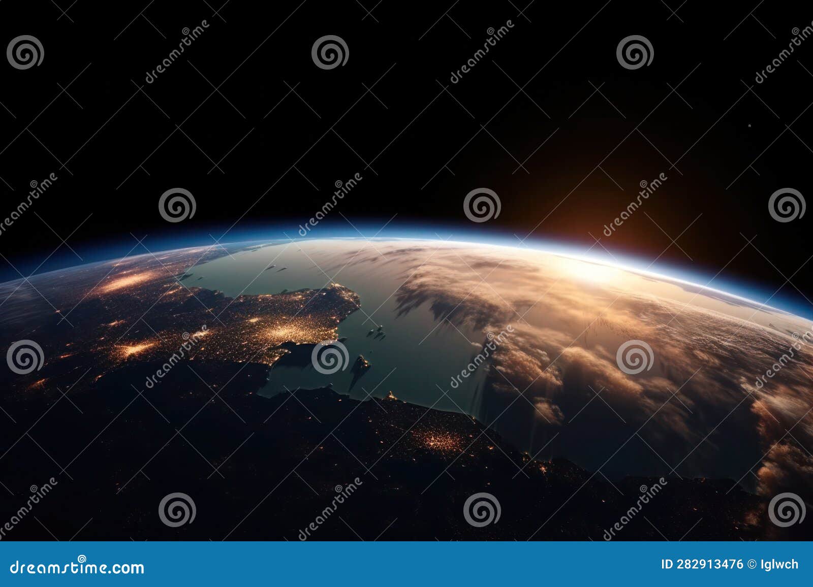 Surface of Planet Earth in Space. View from Orbit. Elements of this ...