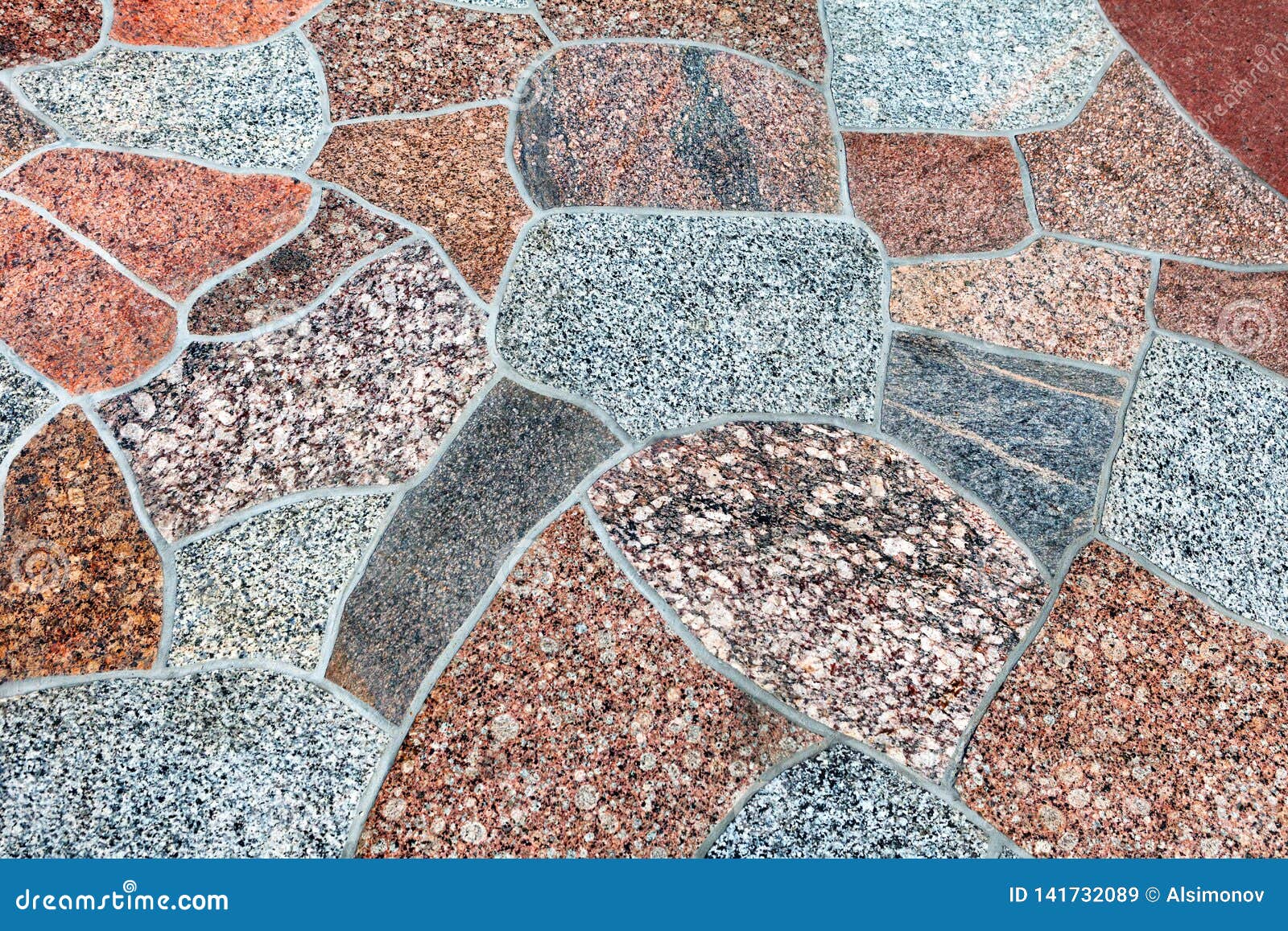 Surface of Polished Colored Granite. Footpath, Pavement of Granite ...