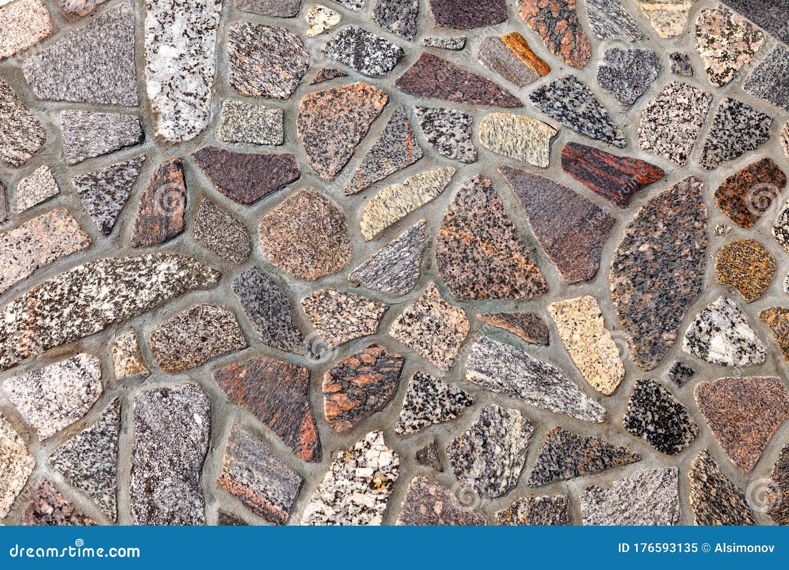 Surface of Polished Colored Granite. Footpath, Pavement of Granite ...
