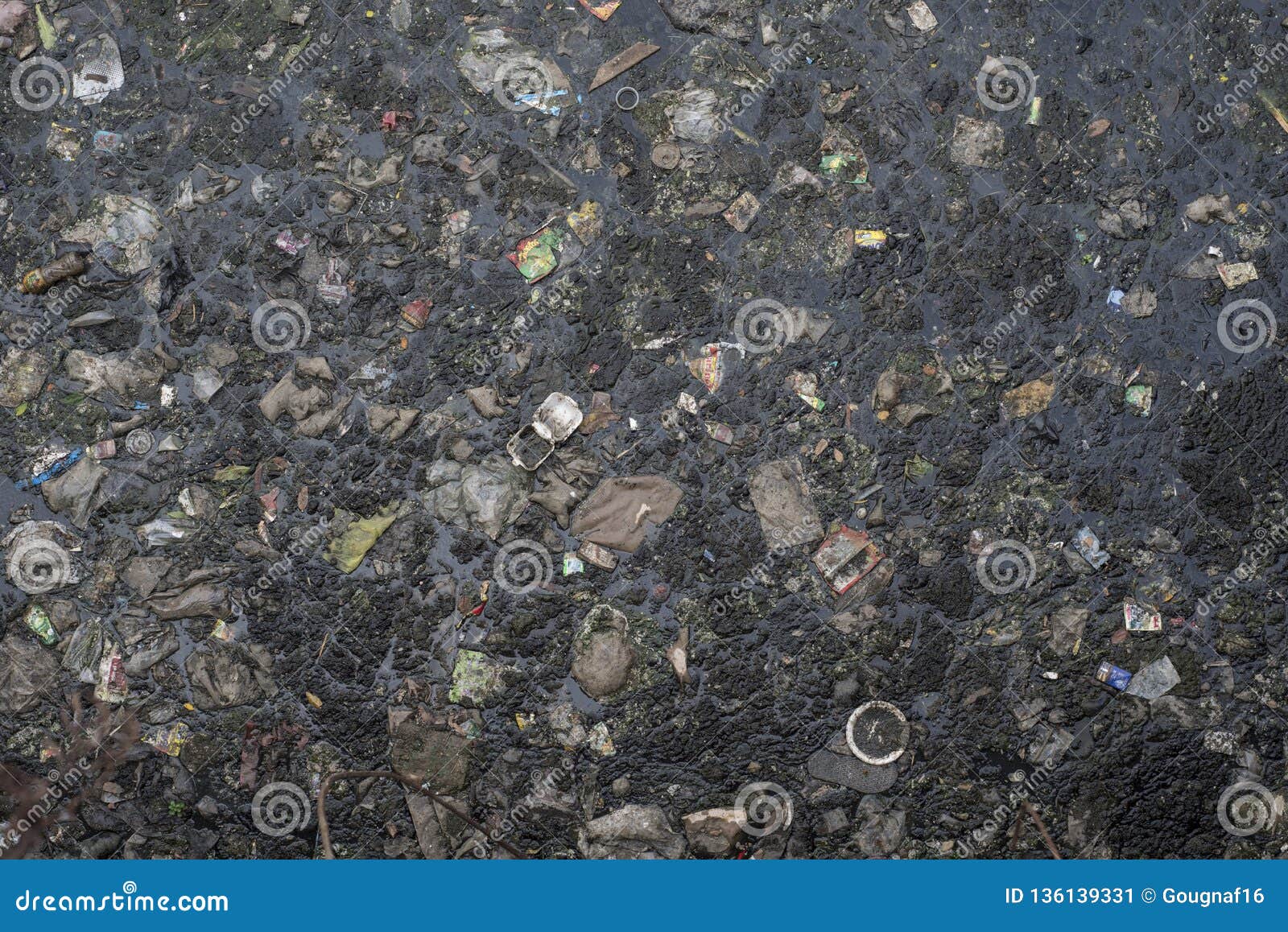 Surface of a Polluted River in Jakarta, Indonesia Editorial Photo ...