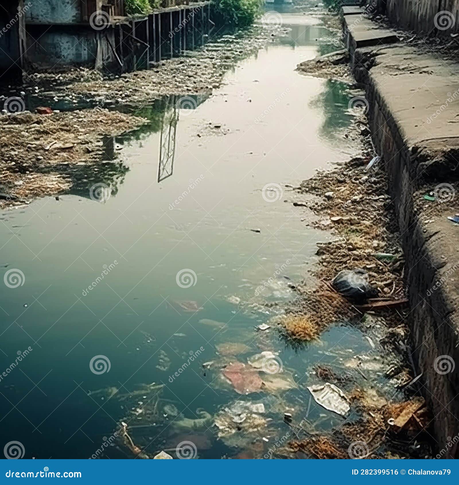 Surface Pollution on the Canal or River. Generative Ai Stock ...