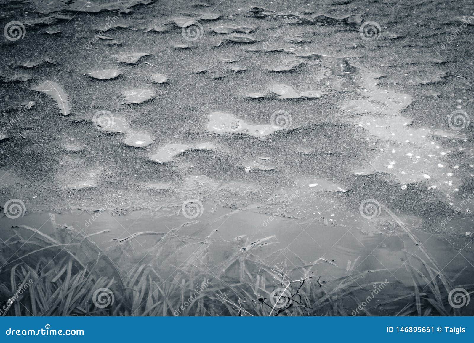 Surface of Pond Covered with Melting Ice Stock Image - Image of ...