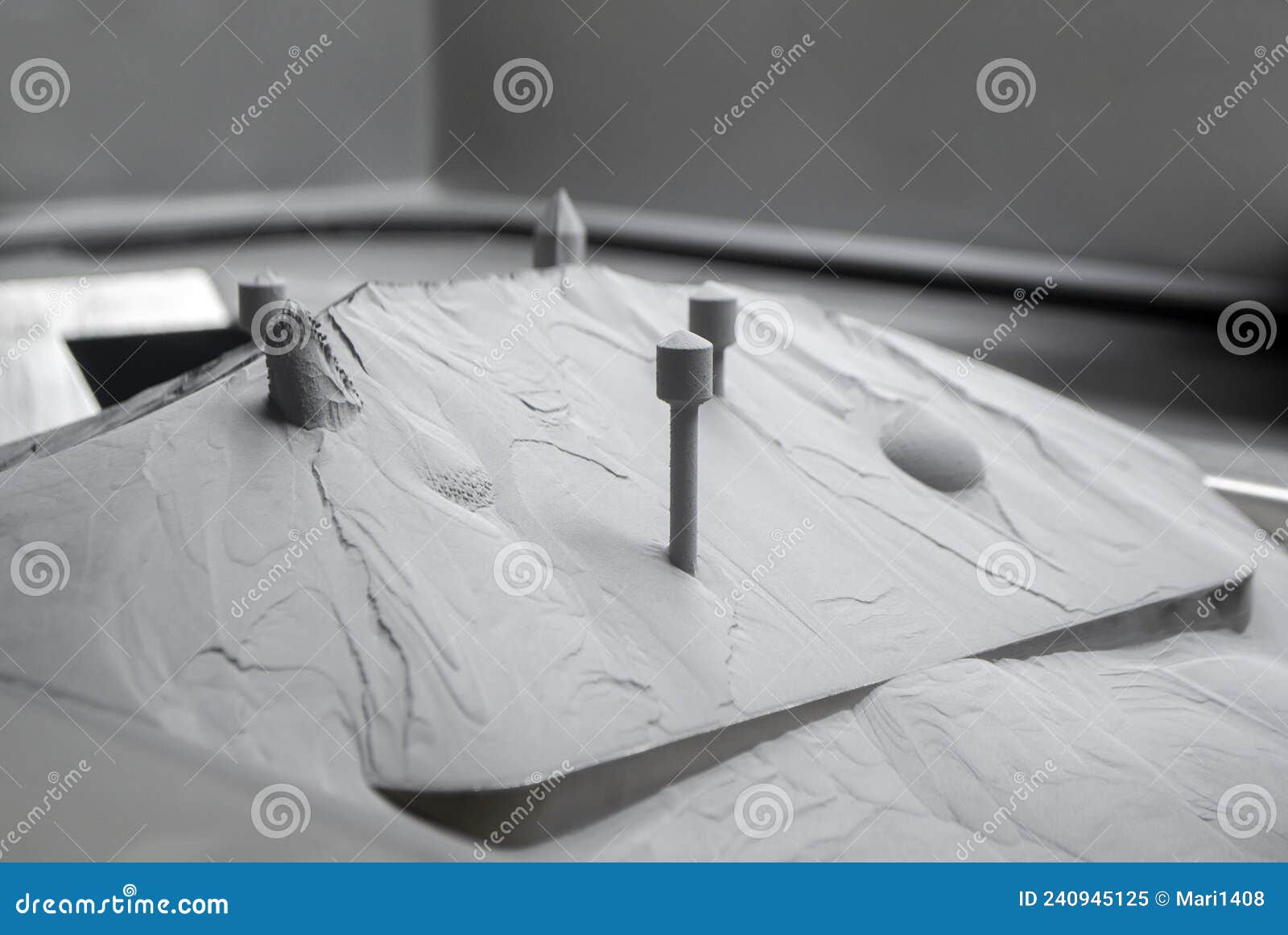 Surface with Printed Objects on Metal 3D Printer, Covered Metal Powder ...