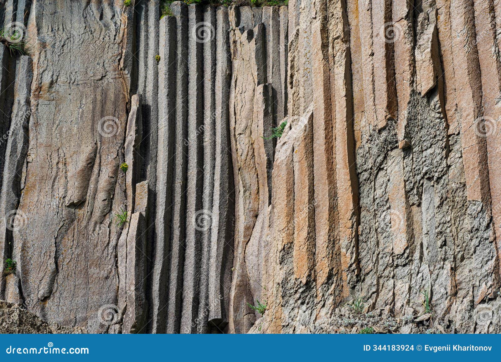 Surface of a Rock Wall Formed by Columnar Basalt Stock Photo - Image of ...