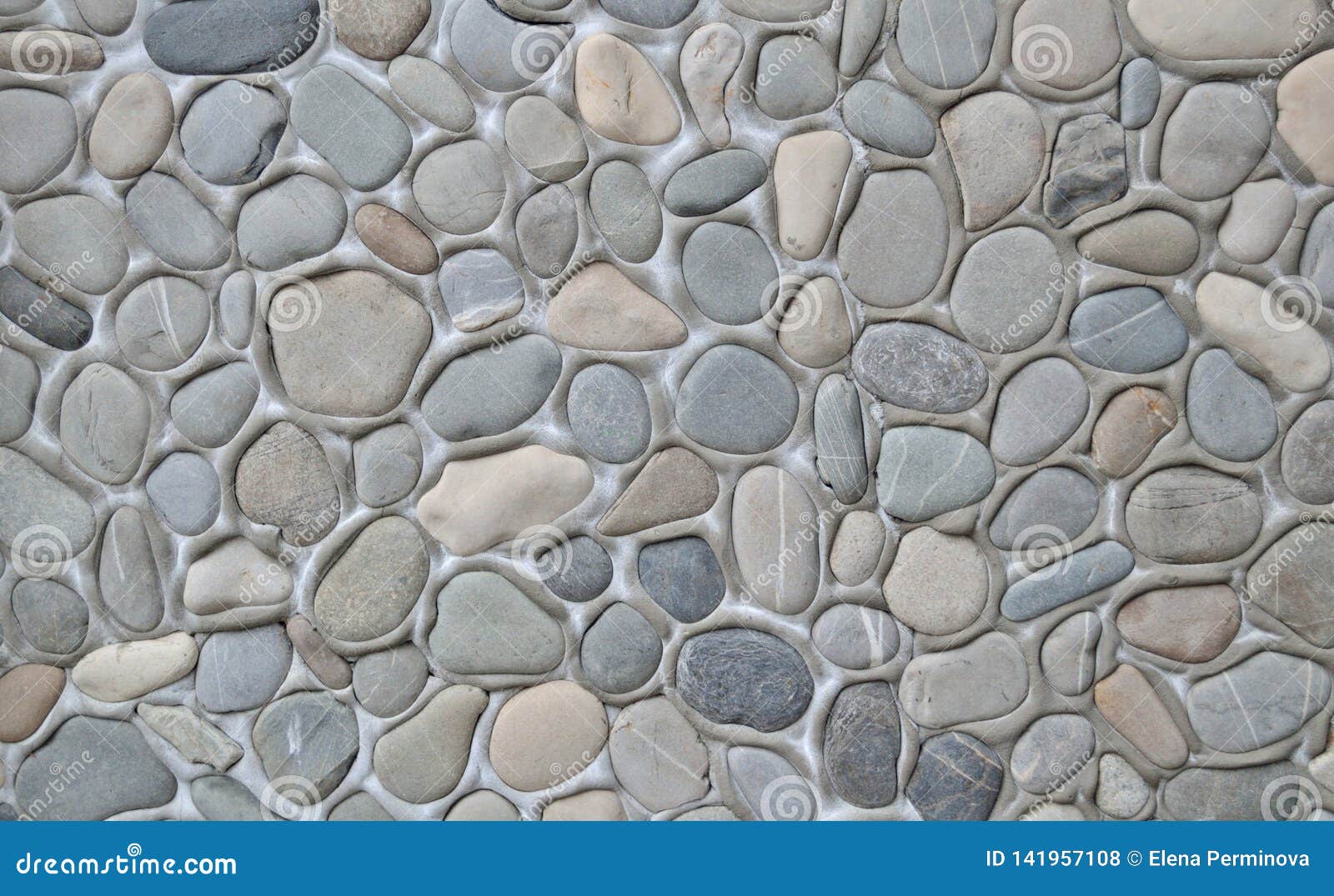 Surface of Round Stone - Pebbles, Reinforced with Cement, Background ...