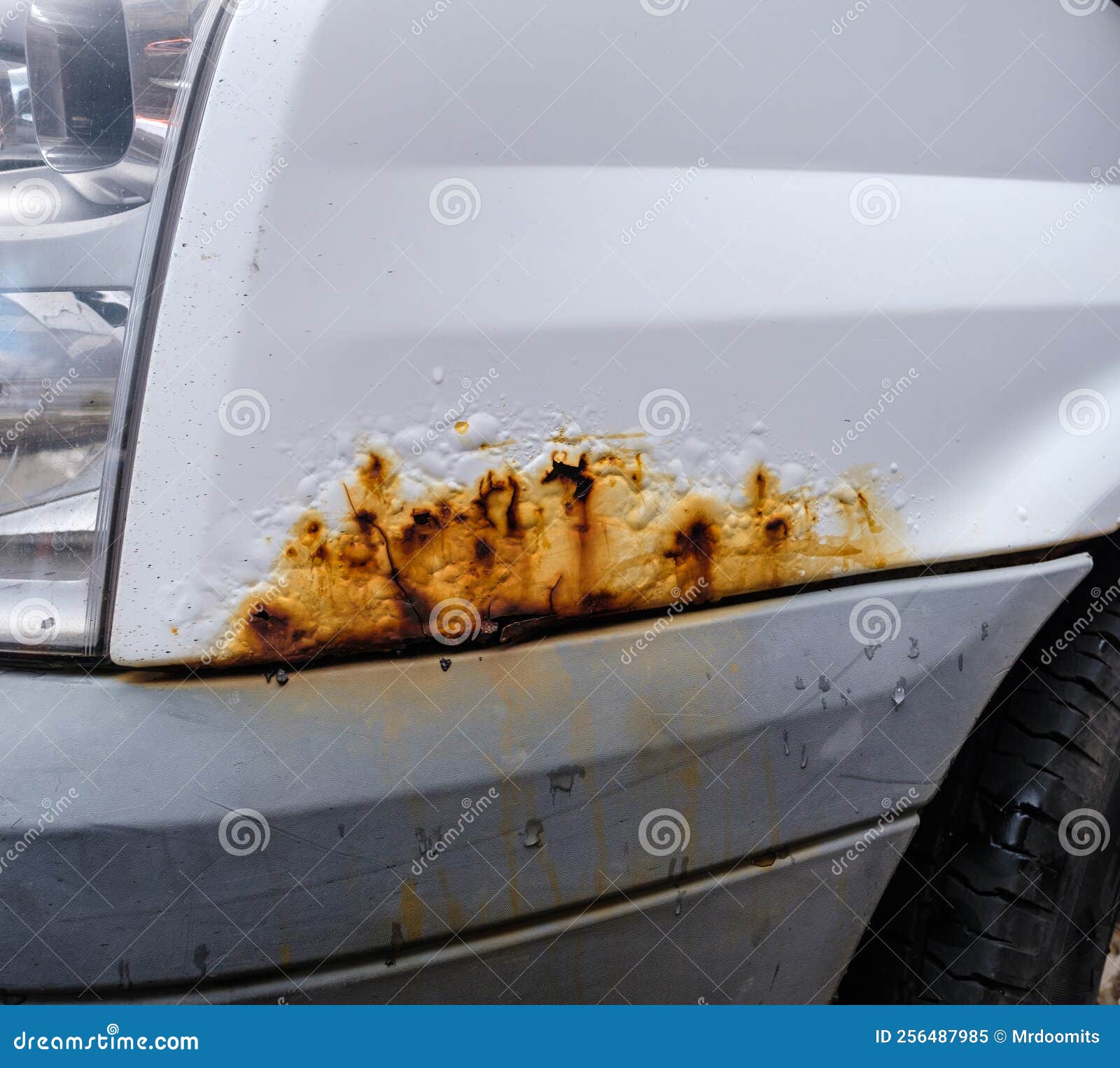 Surface Rust on a White Vehicle Stock Image - Image of dirty, metallic ...