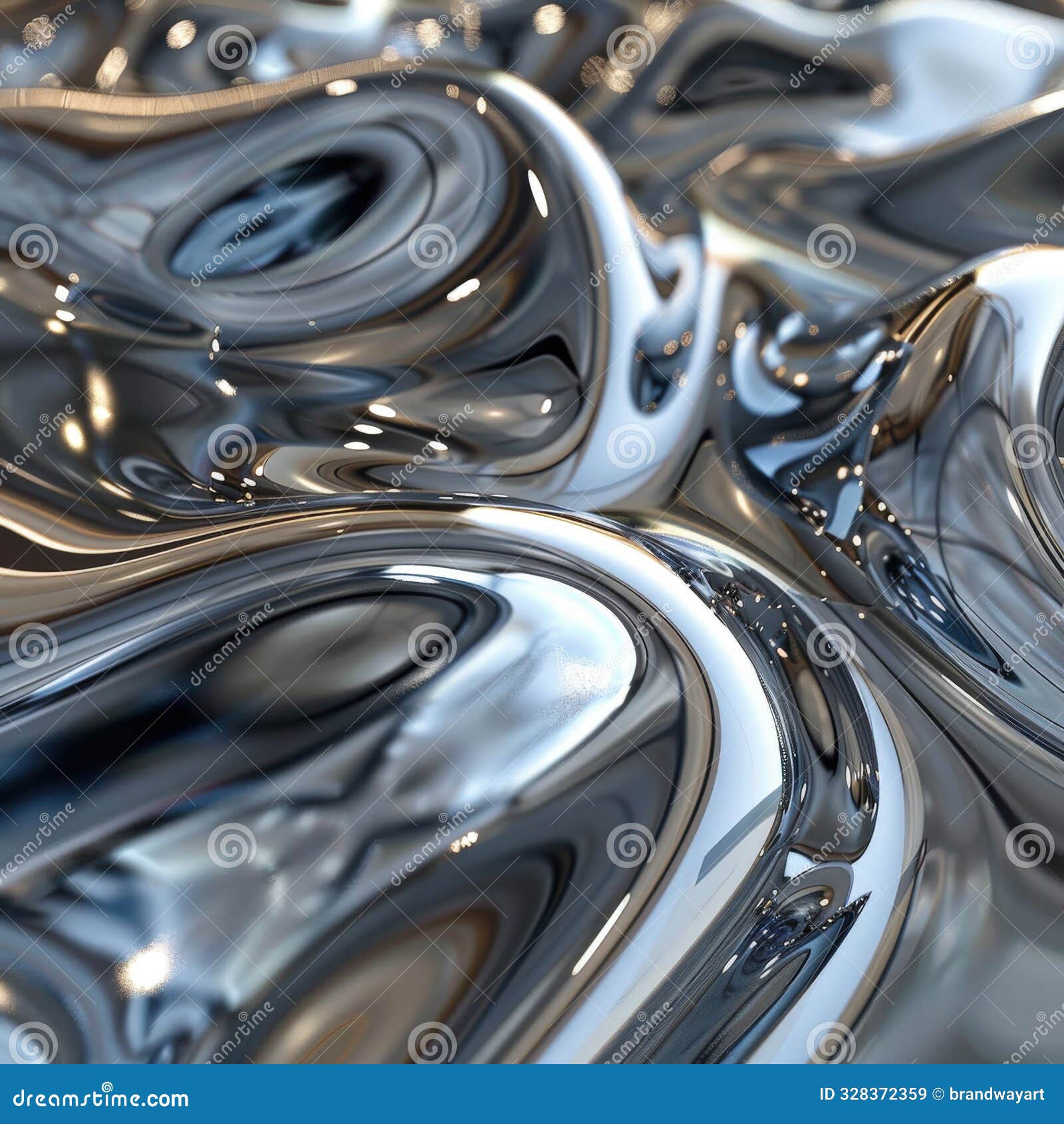 Abstract Fluid Metal Surface with Shiny Chrome Texture Stock ...