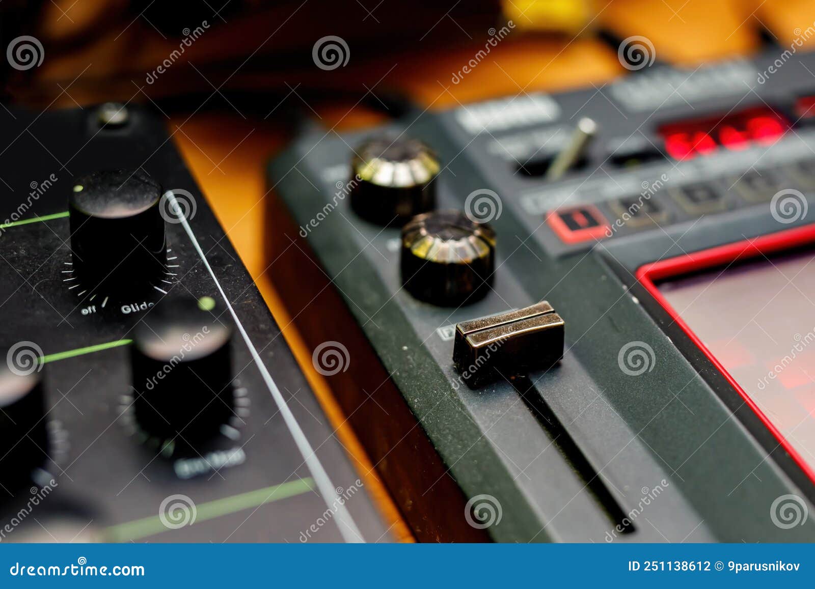 The Surface with Sliders of a Sound Mixer Controller Stock Photo ...