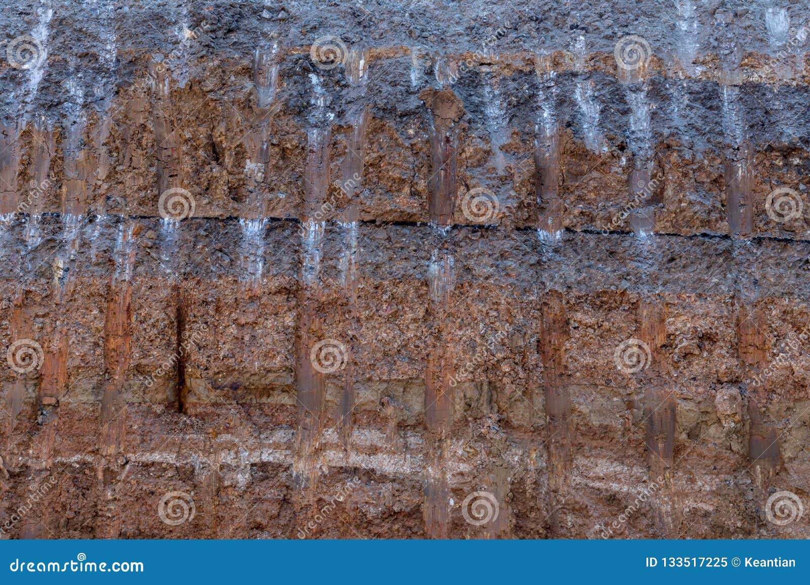 Surface Soil Layer Under the Road with Digging Trails Stock Image ...