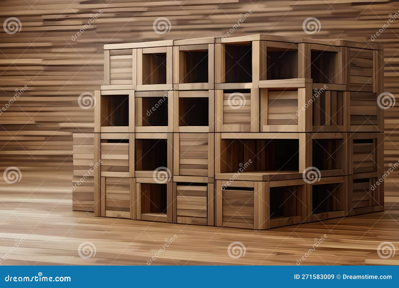 Surface Square Blocks Brown Wooden Bars, Wood 3D Shape Backdrop ...