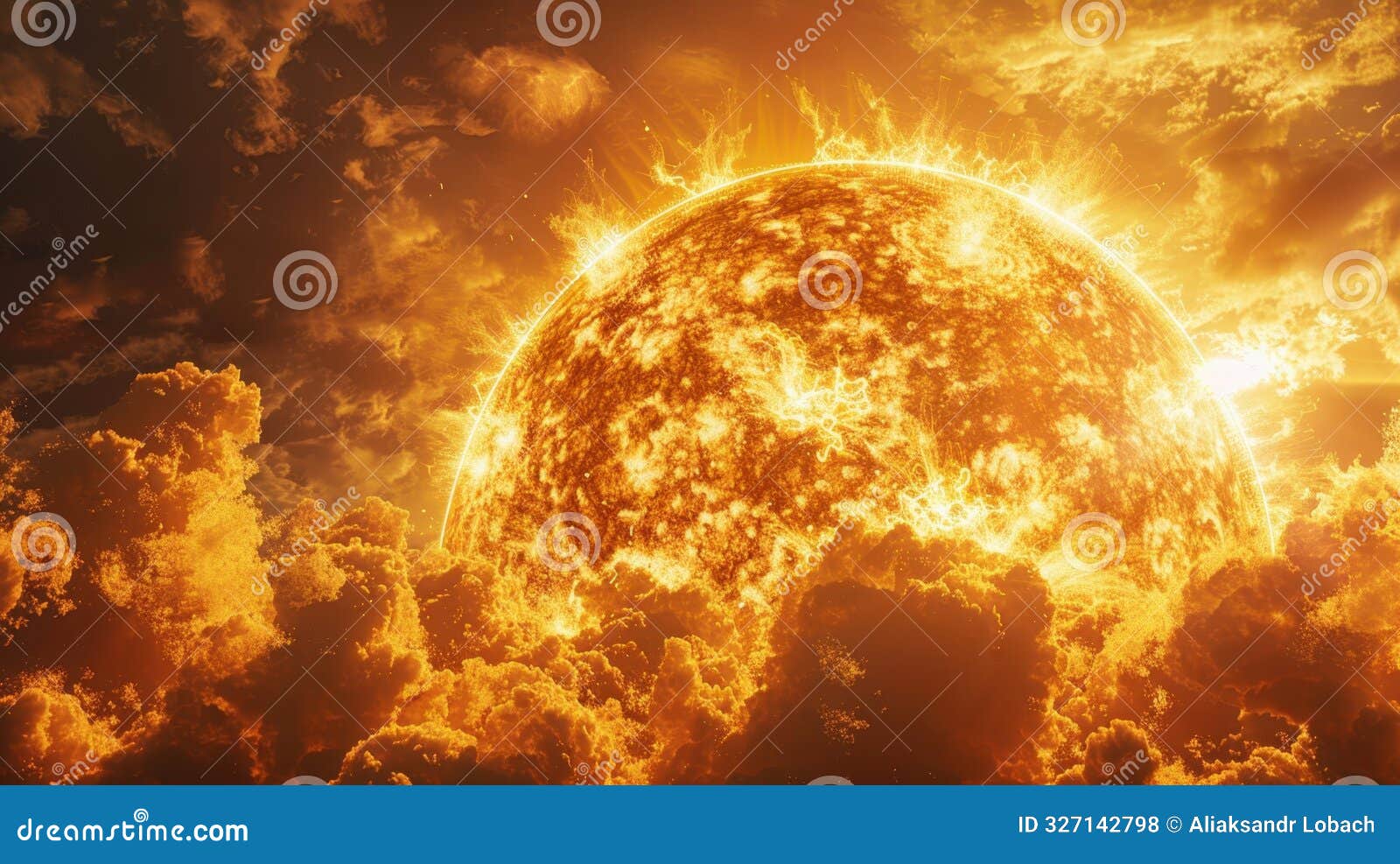 The Surface of the Sun with Solar Flares. Realistic Close-up Image of ...