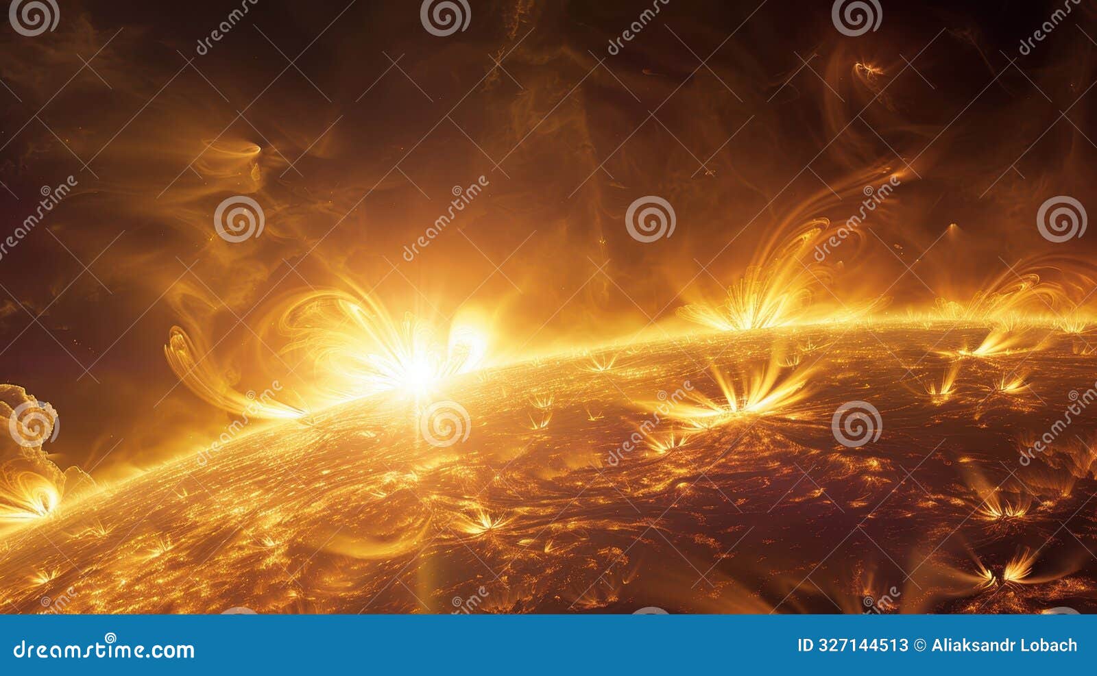 The Surface of the Sun with Solar Flares. Realistic Close-up Image of ...