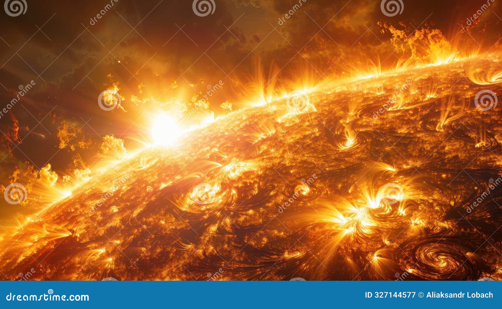 The Surface of the Sun with Solar Flares. Realistic Close-up Image of ...