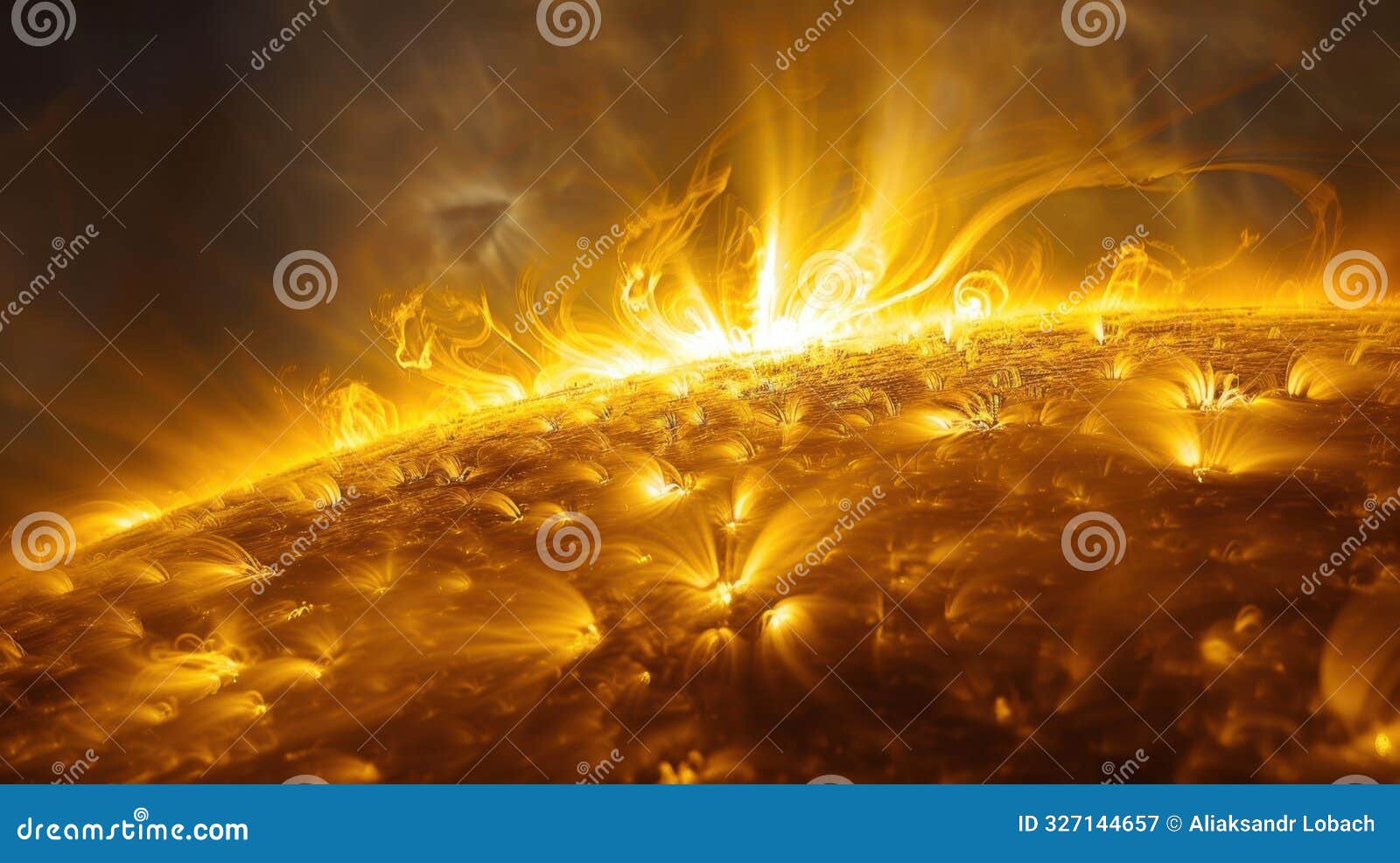 The Surface of the Sun with Solar Flares. Realistic Close-up Image of ...