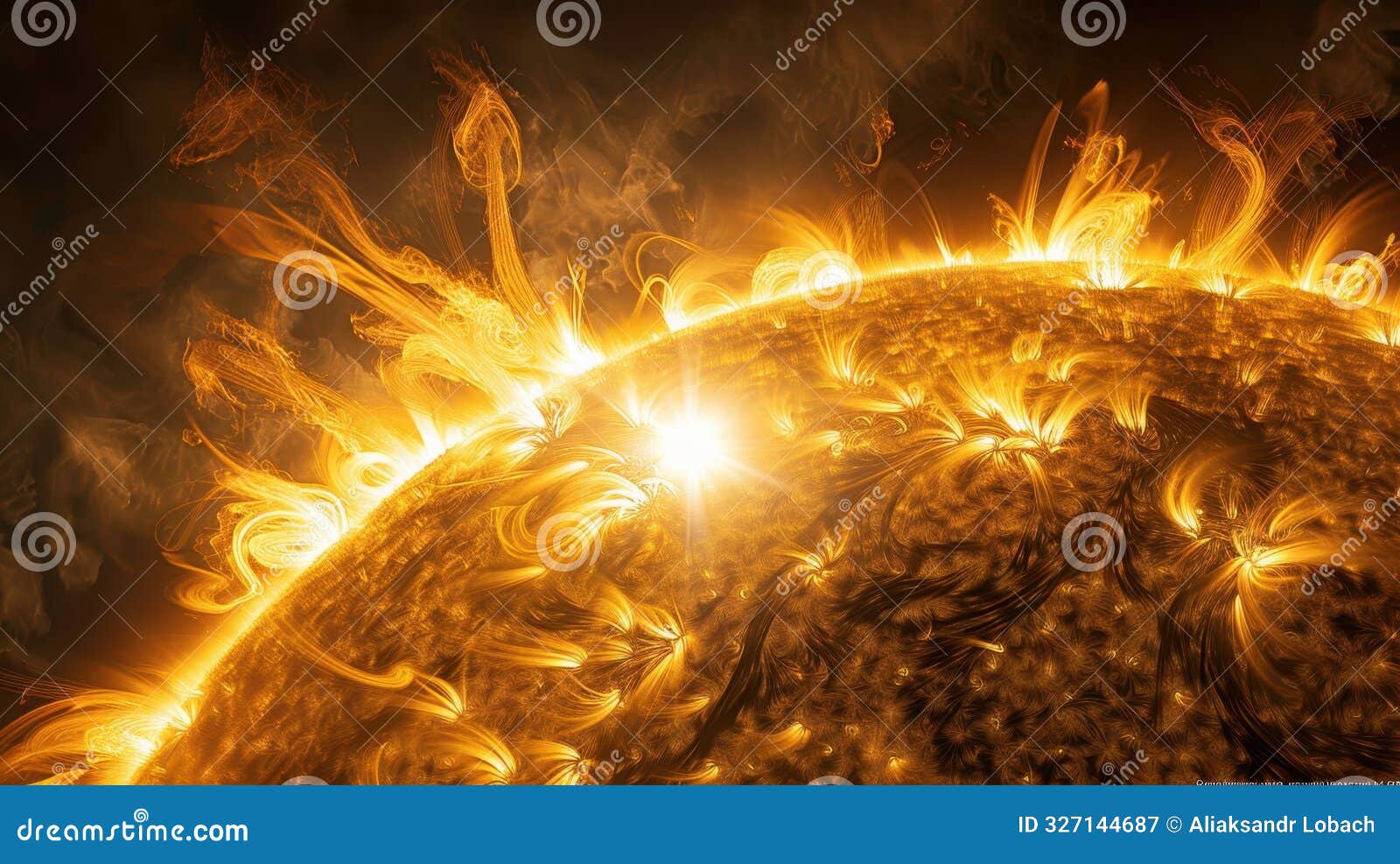 The Surface of the Sun with Solar Flares. Realistic Close-up Image of ...