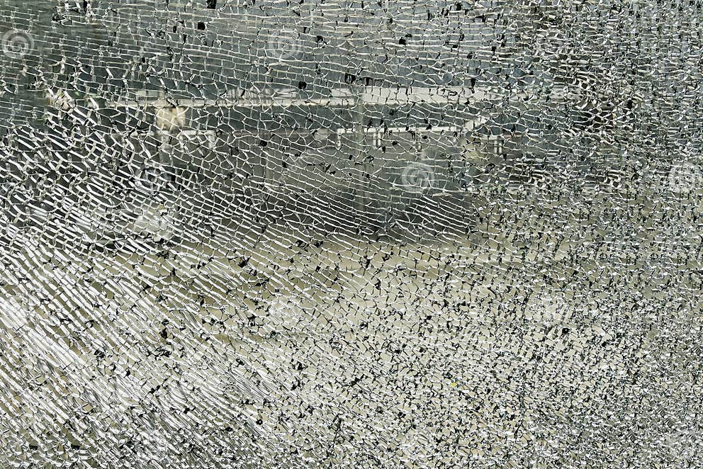 Surface Texture of Broken Tempered Glass Show Web Cracked Random ...