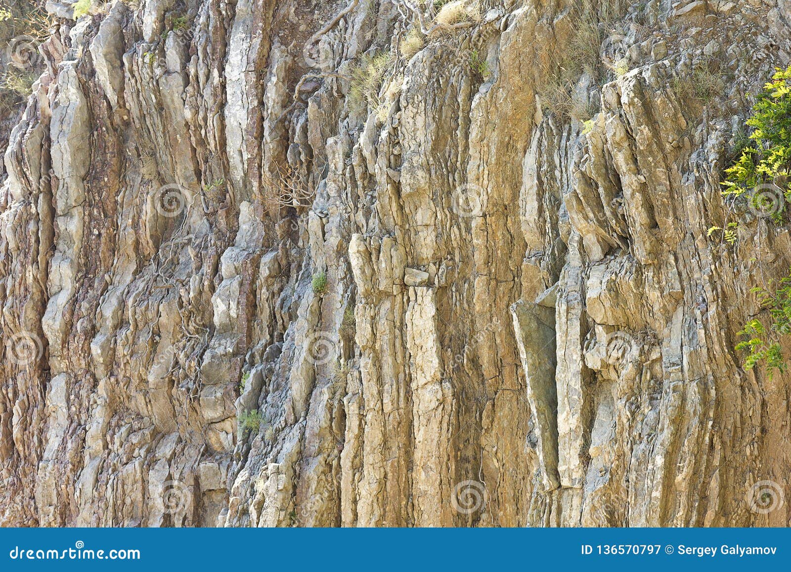 The Surface Texture of a Dangerous Cliff with a Vertical Crumbling ...