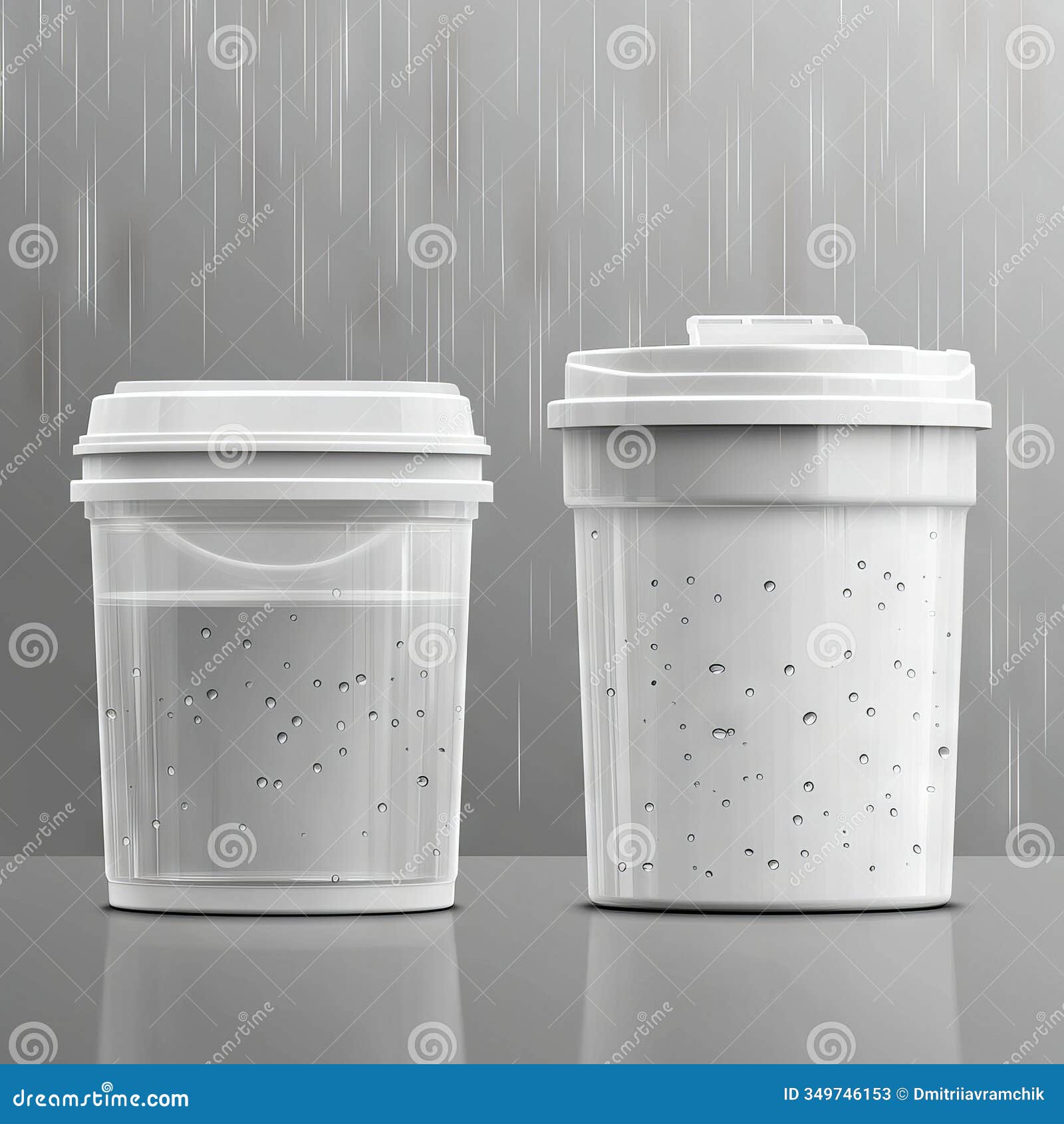 The Surface of Two Clear Plastic Containers is Wet with Water Droplets ...