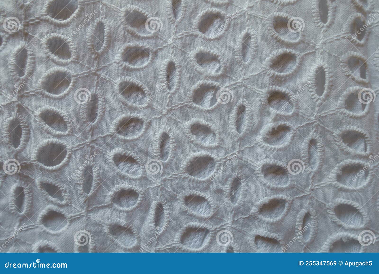 Surface of White Eyelet Embroidery Cotton Fabric Stock Image - Image of ...