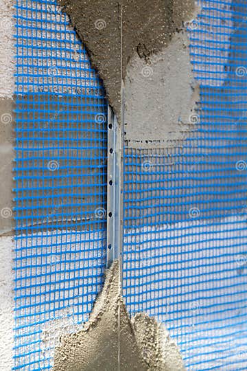 Surface of Wall with Applied Construction Grid and Guides for Plaster ...