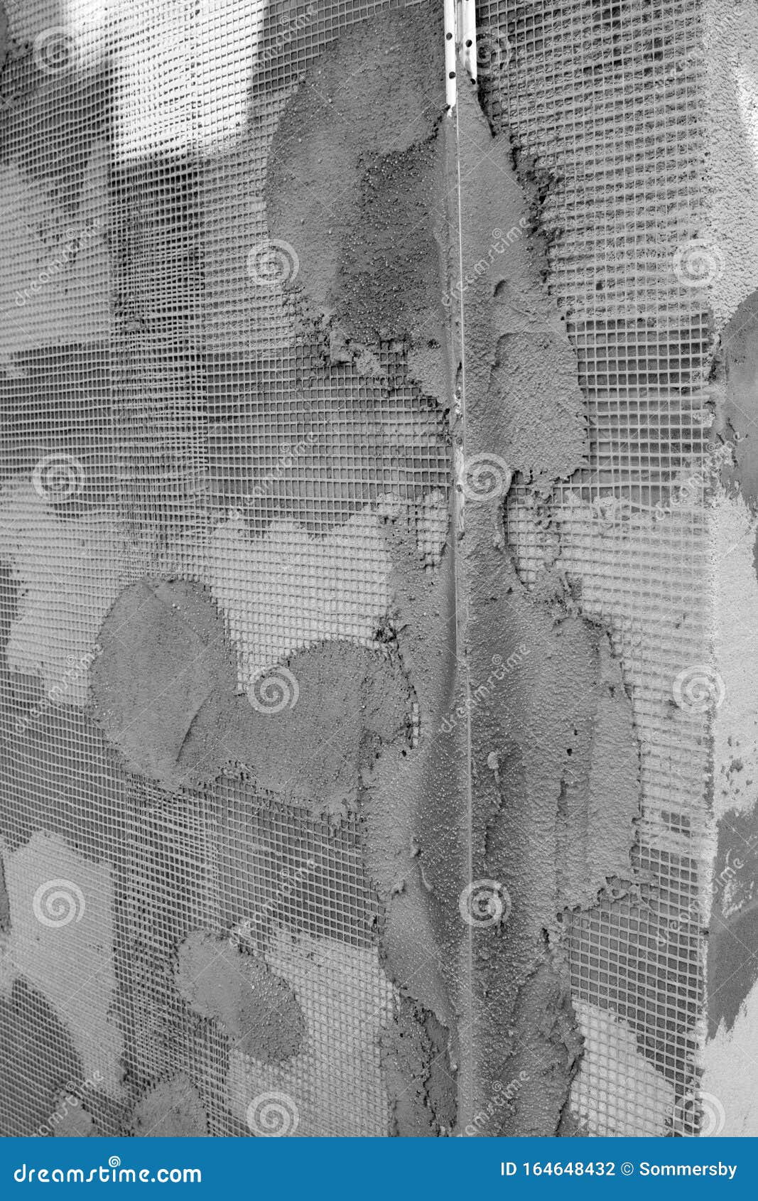 Surface of Wall with Applied Construction Grid and Guides for Plaster ...