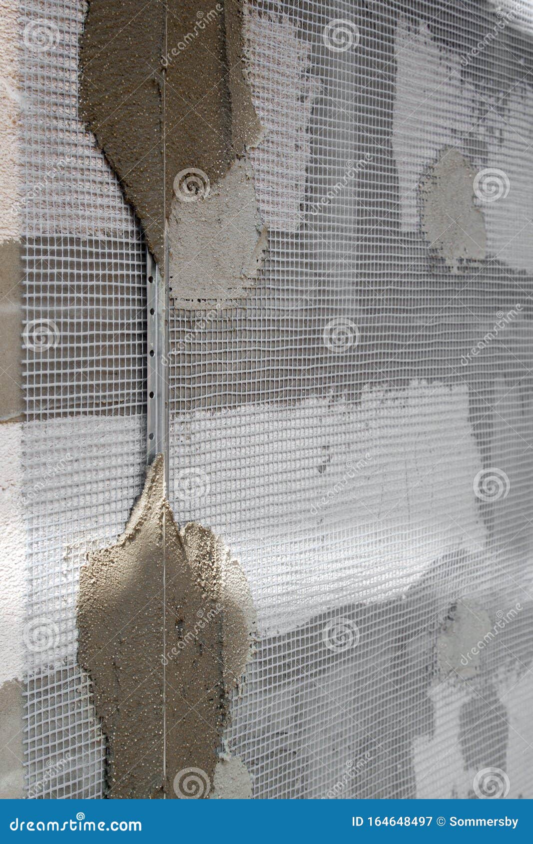 Surface of Wall with Applied Construction Grid and Guides for Plaster ...